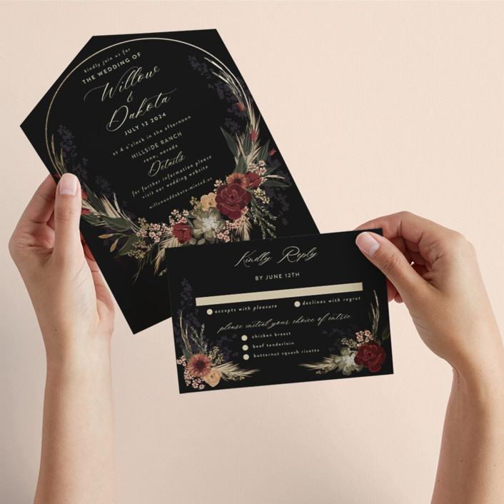 Botanical Edge All-in-One Foil-Pressed Wedding Invitations by Susan ...