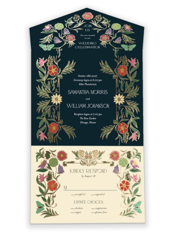Gilded Tapestry All-in-One Foil-Pressed Wedding Invitations by Simona ...