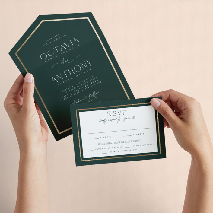 Regal All-in-One Foil-Pressed Wedding Invitations by Nicole Walsh | Minted