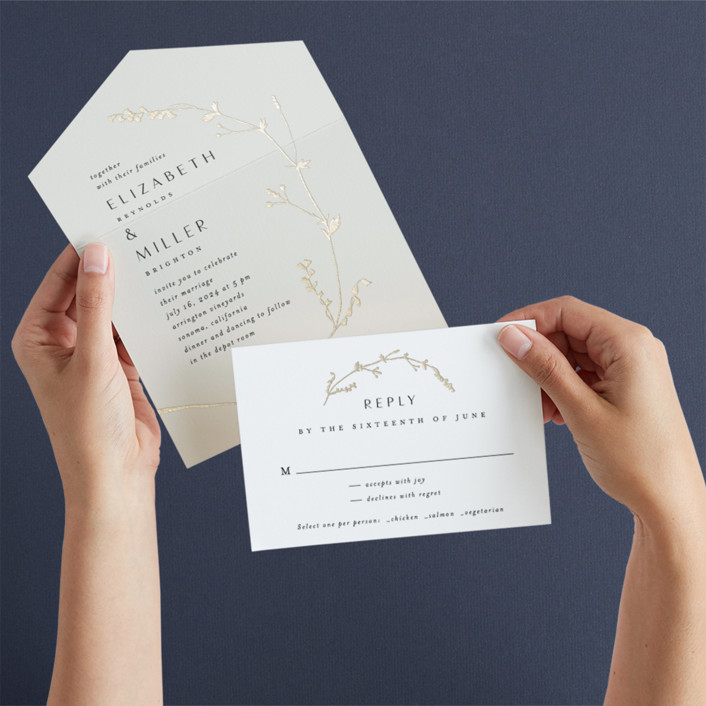 Vine Wrap All-in-One Foil-Pressed Wedding Invitations by Amy Kross | Minted