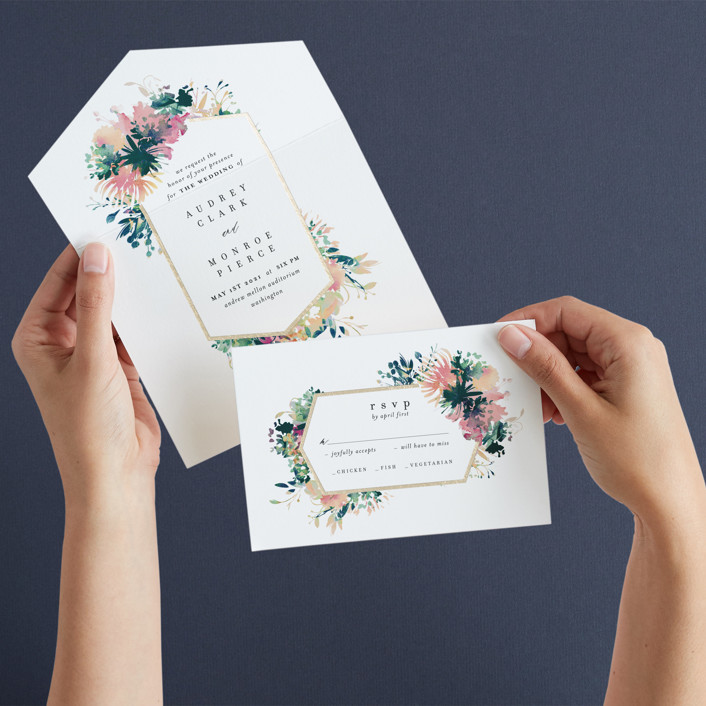 Pretty Wildflowers All-in-One Foil-Pressed Wedding Invitations by Lori ...