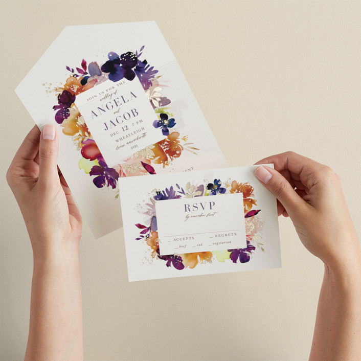 Bouquet All-in-One Foil-Pressed Wedding Invitations by Lori Wemple | Minted