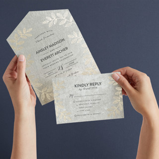 Folk Filigree All-in-One Foil-Pressed Wedding Invi... | Minted