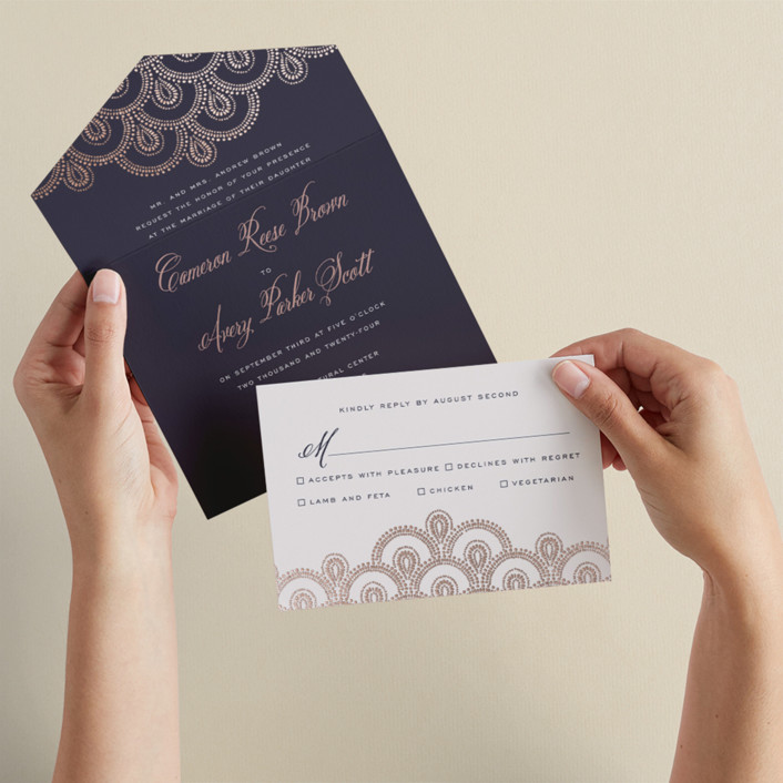 Captivating All-in-One Foil-Pressed Wedding Invitations by Design Lotus ...