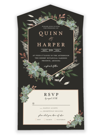 Succulent Surround All-in-One Foil-Pressed Wedding Invitations by Susan ...