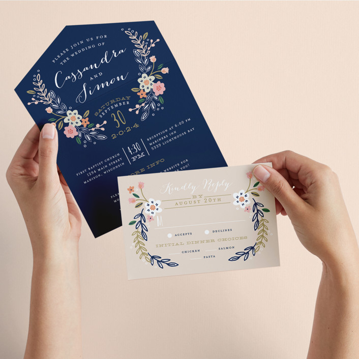 Wildflower Crest All-in-One Wedding Invitations by Alethea and Ruth ...