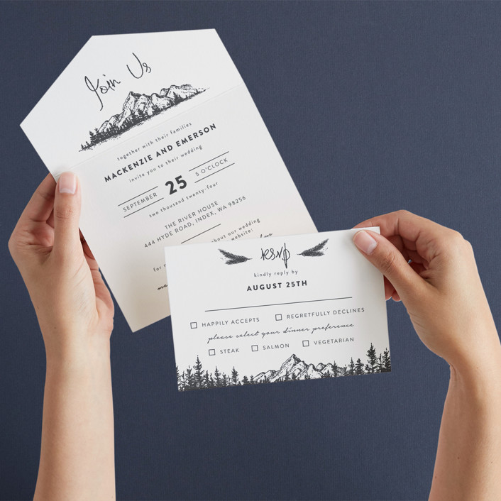 Mountains All-in-One Wedding Invitations by Anastasia Makarova | Minted