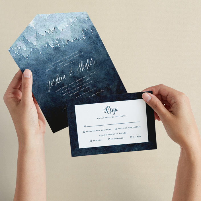 Mountain Retreat All-in-One Wedding Invitations by Design Lotus | Minted