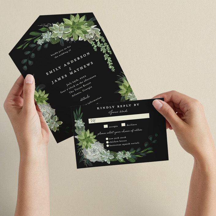 Agave & Greens All-in-One Wedding Invitations by Susan Moyal | Minted