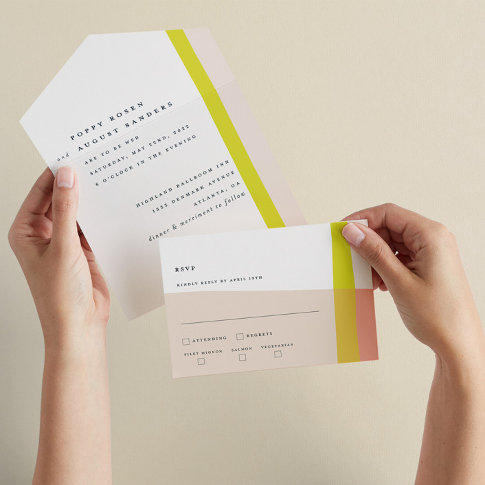Color Block All-in-One Wedding Invitations by Morgan Kendall | Minted