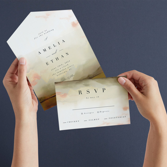 Pastel Sky All-in-One Wedding Invitations by Hannah Williams | Minted