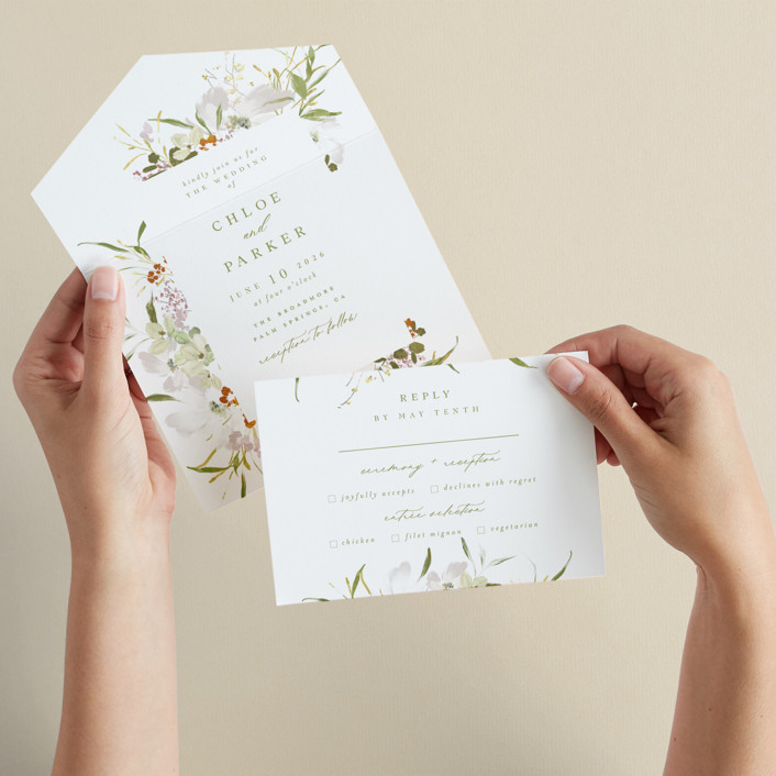 Meadow Burst All-in-One Wedding Invitations by Grace Kreinbrink | Minted