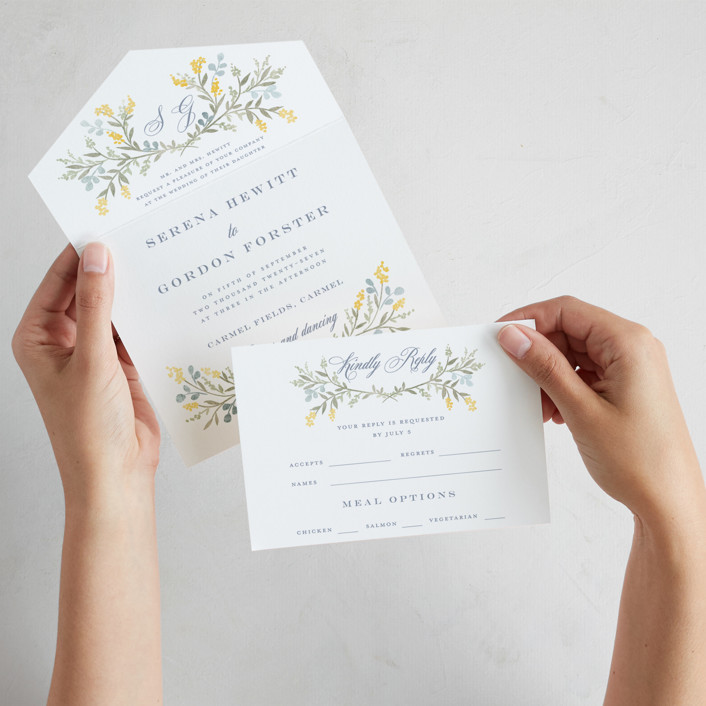 Monogrammed All-in-One Wedding Invitations by Petra Kern | Minted