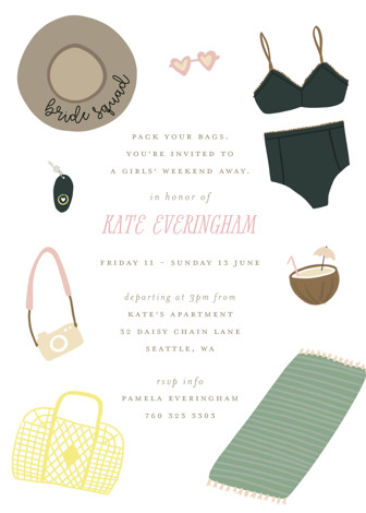 Pack Your Bags Bachelorette Party Invitations by Caitlin Considine | Minted