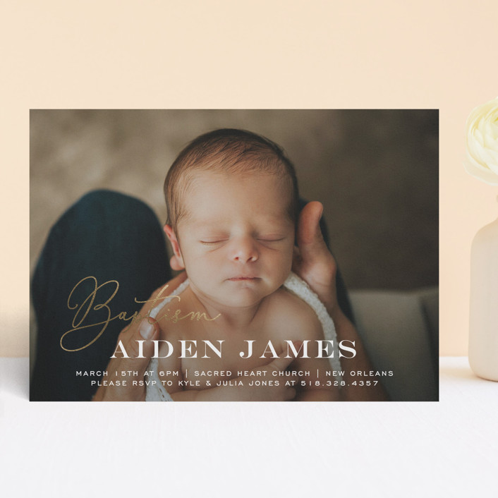 Script Baptism Foil-Pressed Baptism and Christening Invitations by ...