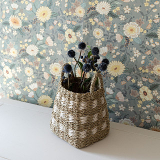 Dehlilah White Checker Basket White Seagrass & Rop... | Minted