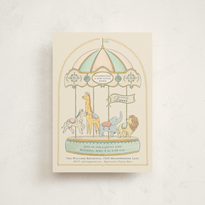 Carousel of Sweet Beginnings Baby Shower Postcards by Sabrin Deirani ...