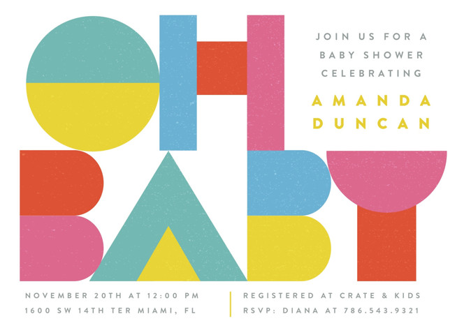 Baby Color Block Baby Shower Postcards by Maria Alou | Minted