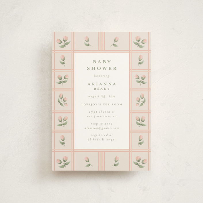 Rose Quilt Baby Shower Postcards by Jennifer Holbrook | Minted