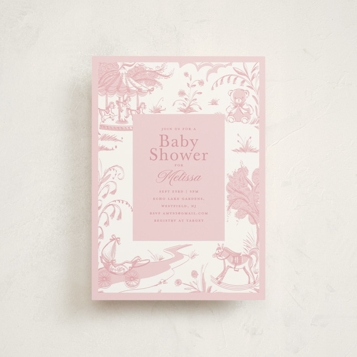 Baby Toile Baby Shower Postcards by Teju Reval | Minted