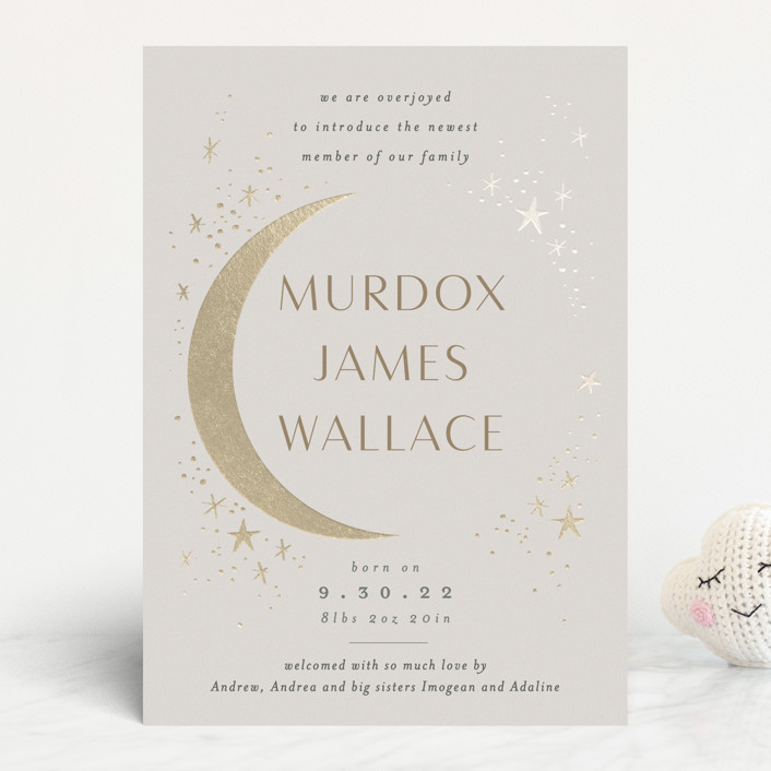 Starlight Name Foil-Pressed Birth Announcements by Alethea and Ruth ...