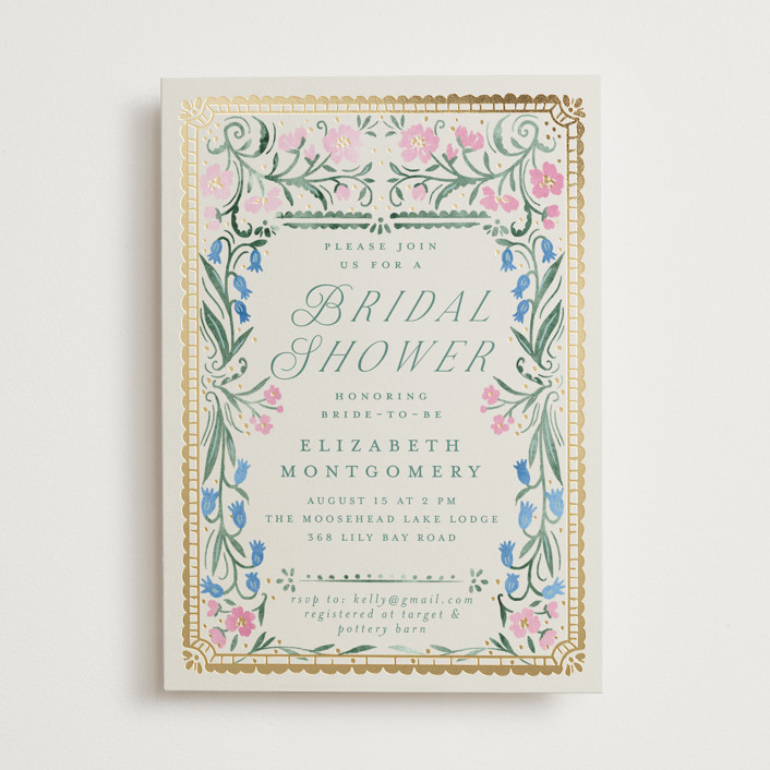 Book Cover Foil-Pressed Bridal Shower Invitations by Petra Kern | Minted