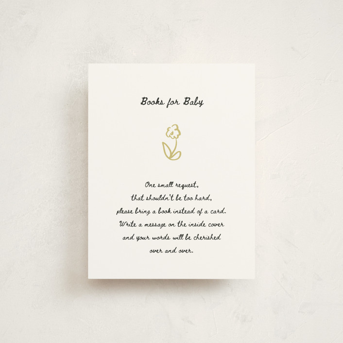 Golden Flowers Baby Shower Insert Cards by Ani Somi | Minted