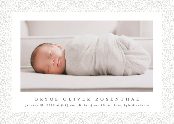 Charming Trim Letterpress Birth Announcements by Erica Krystek | Minted