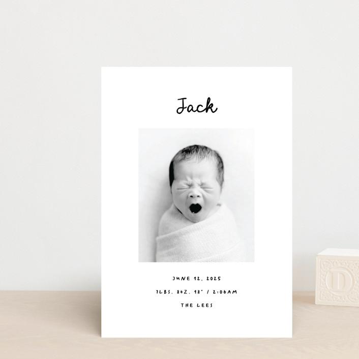 Cursive Birth Announcement Petite Cards by AK Graphics | Minted