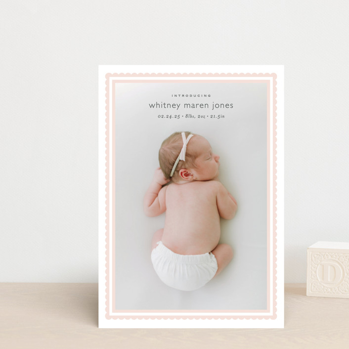 Scalloped Border Birth Announcement Postcards by Carolyn MacLaren | Minted
