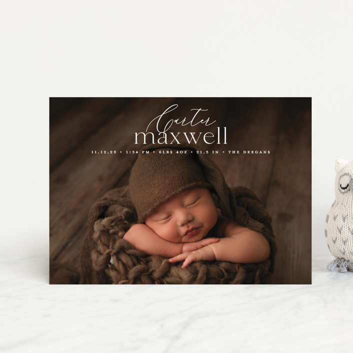 Contemporary Classic Birth Announcement Postcards by Erin Deegan | Minted