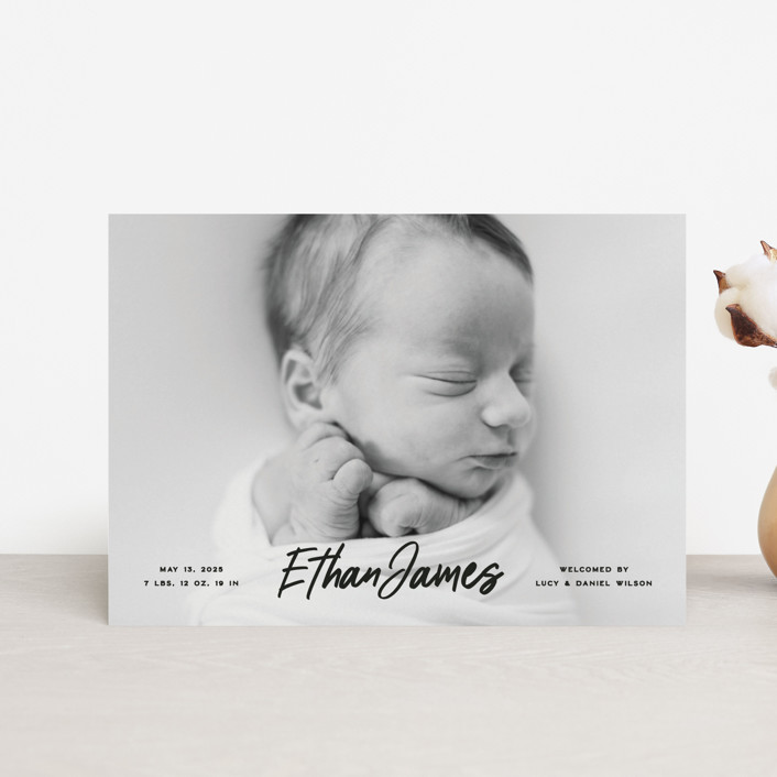 Just The Facts Birth Announcement Postcards by Owl and Toad | Minted