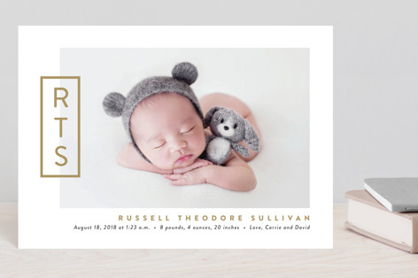 Mod Monogram Birth Announcement Postcards by Erica... | Minted