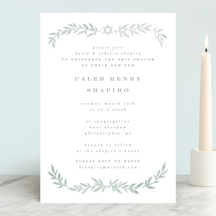 Simple Foliage Bris and Baby Naming Invitations by Everett Paper Goods ...