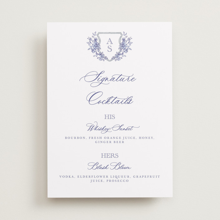 watercolor flowers crest Bar Signs by Cass Loh | Minted