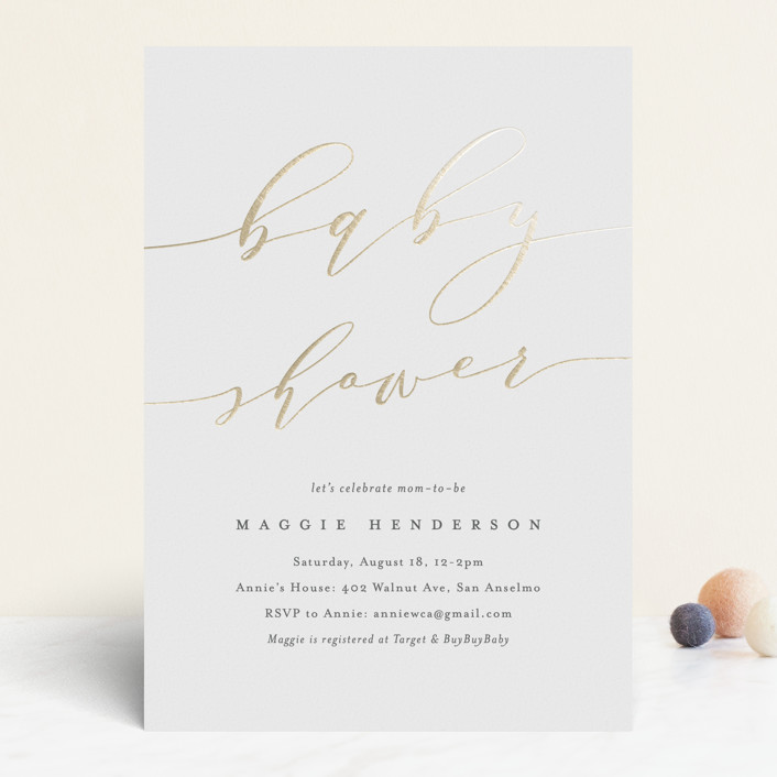 Elegant Mom Foil-Pressed Baby Shower Invitations by Carolyn MacLaren ...