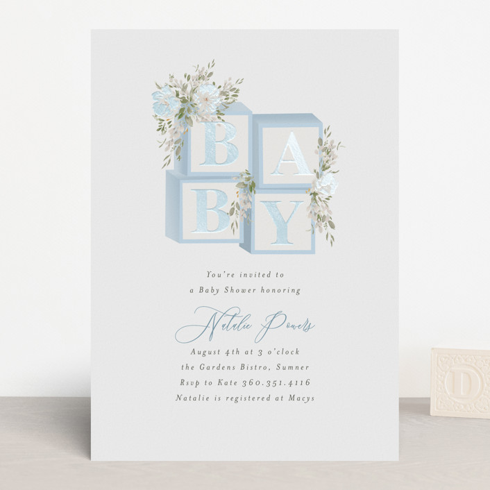 Botanical Blocks Foil-Pressed Baby Shower Invitations by Itsy Belle ...