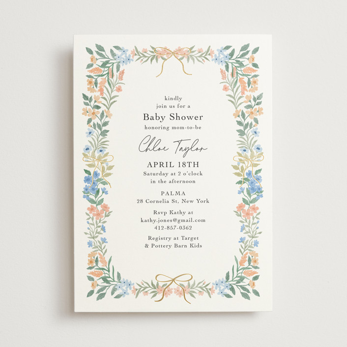 Sweet Garden Foil-Pressed Baby Shower Invitations by Elly | Minted