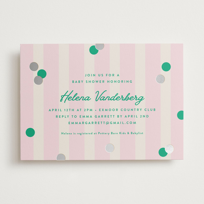 Preppy Confetti Foil-Pressed Baby Shower Invitations by Olivia Raufman ...