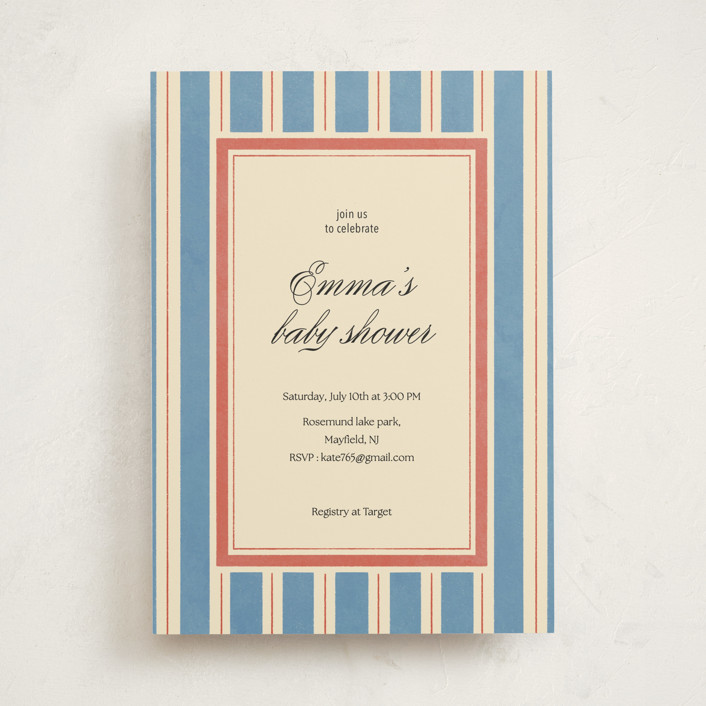 Elegant stripes Baby Shower Invitations by motifmyway | Minted