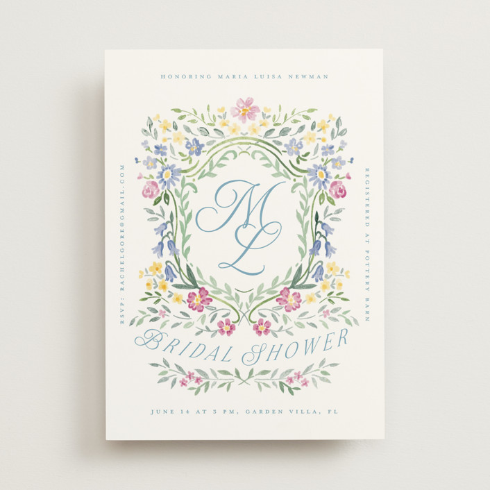 wildflowers crest Bridal Shower Invitations by Petra Kern | Minted