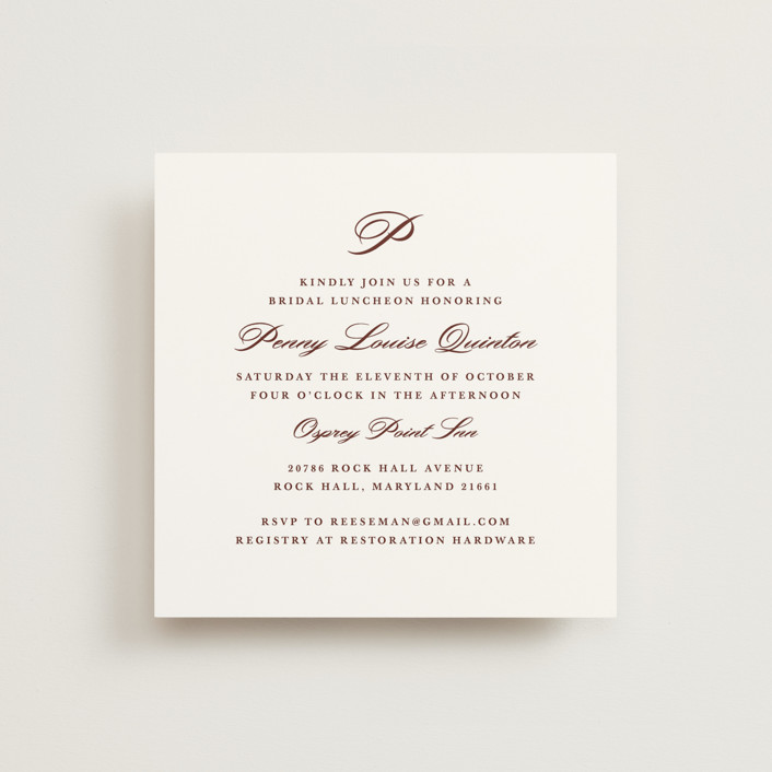 East Coast Formal Bridal Shower Invitations by Katie Ylinen | Minted