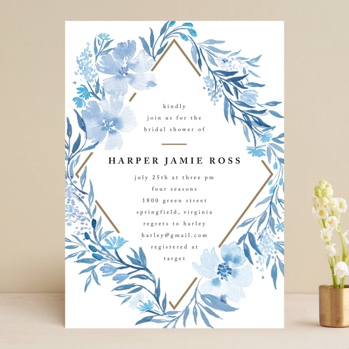 Poetic Blue Bridal Shower Invitations by Qing Ji | Minted