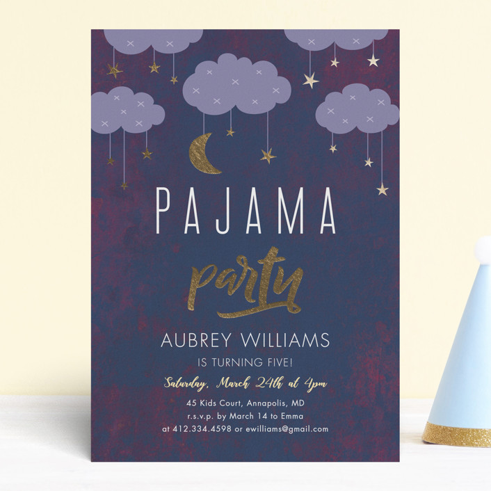 PJ Party Foil-Pressed Children's Birthday Party Invitations by Stellax ...