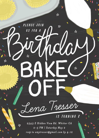 Birthday Bake Off Children's Birthday Party Invitations by Shiny Penny ...