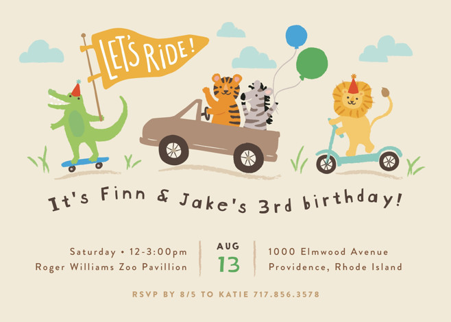 Let's Ride Children's Birthday Party Invitations by Jennifer Wick | Minted
