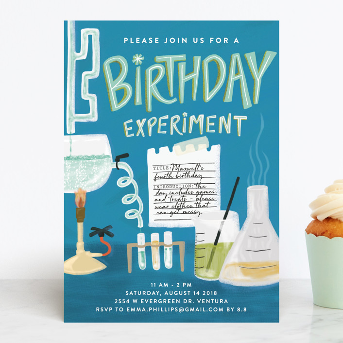 Birthday Experiment Children's Birthday Party Invitations by Shiny ...