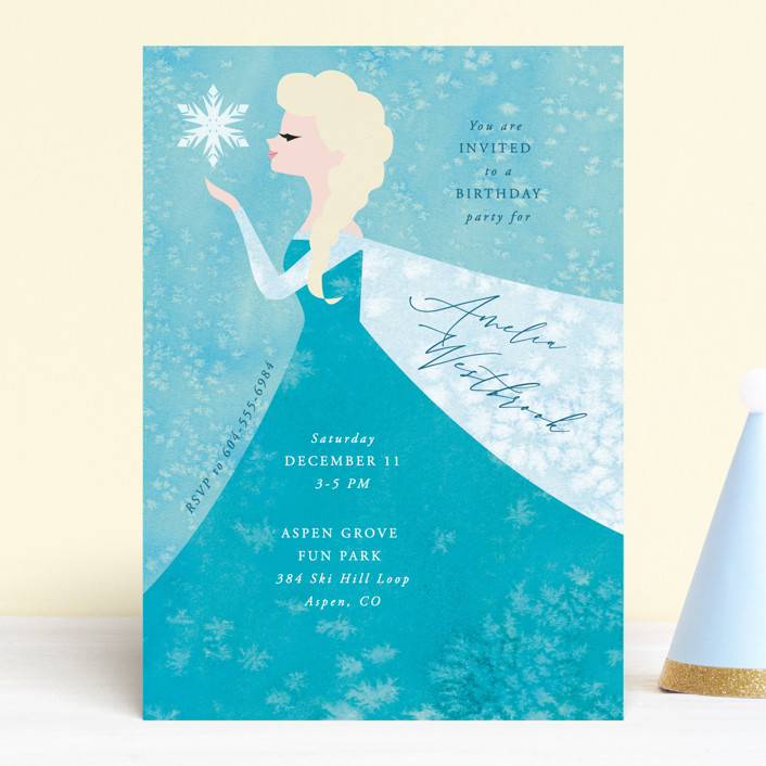 Disney Elsa's Snowflakes Children's Birthday Party Invitations by Holly ...