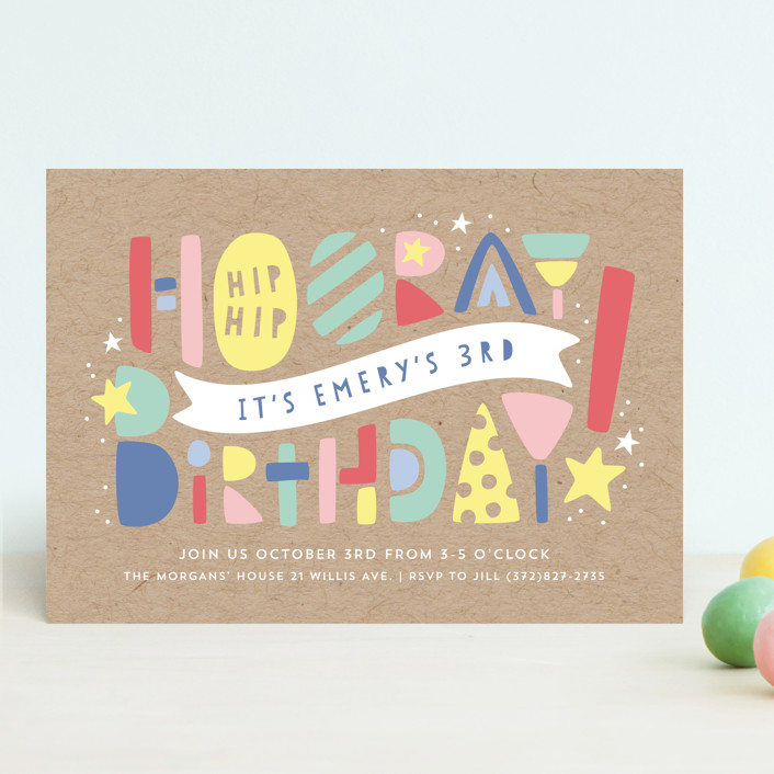 Colorblock Children's Birthday Party Invitations by Laura Hankins | Minted