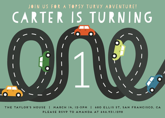 Little Racer Children's Birthday Party Invitations by Jennifer Lew | Minted